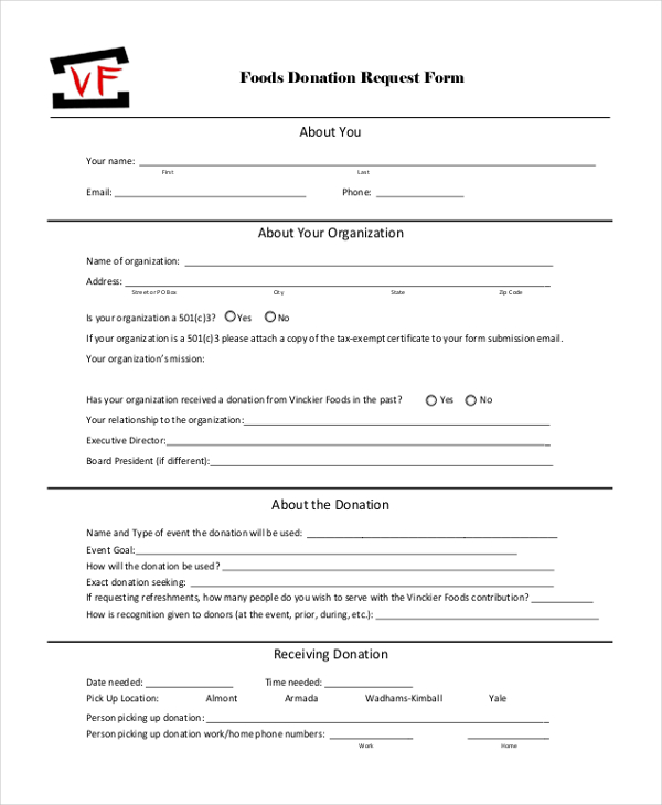 FREE 12+ Sample Donation Request Forms in PDF | MS Word | Excel