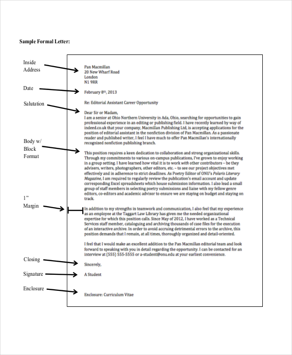 Formats Of A Formal Letter And Example 35 Formal Business Letter
