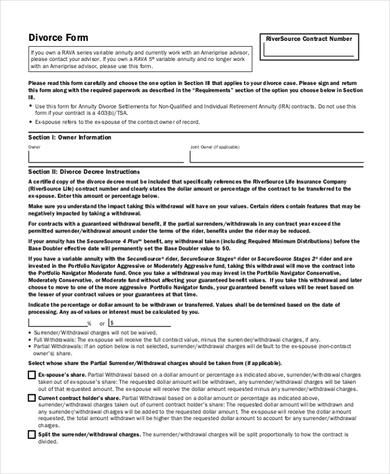 FREE 20+ Divorce Form Samples, PDF, MS Word, Google Docs
