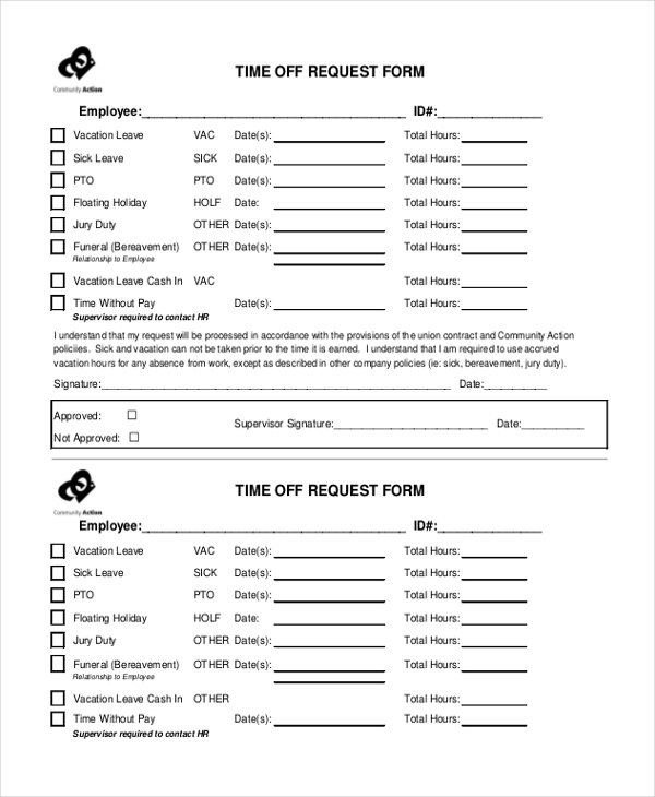 FREE 13+ Sample Time Off Request Forms in PDF | MS Word | Excel