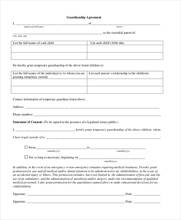 FREE 16+ Guardianship Form Samples, PDF, MS Word, Google Docs