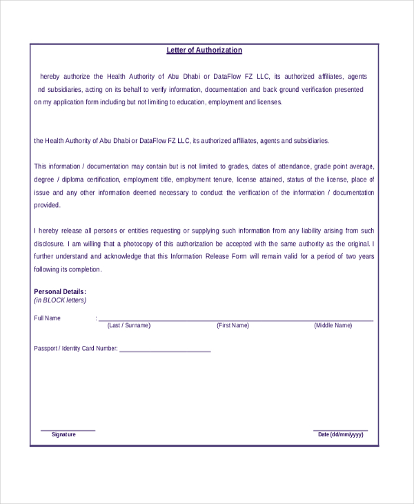 FREE 14+ Letter of Authorization Samples, PDF, MS Word, Google Docs, Excel