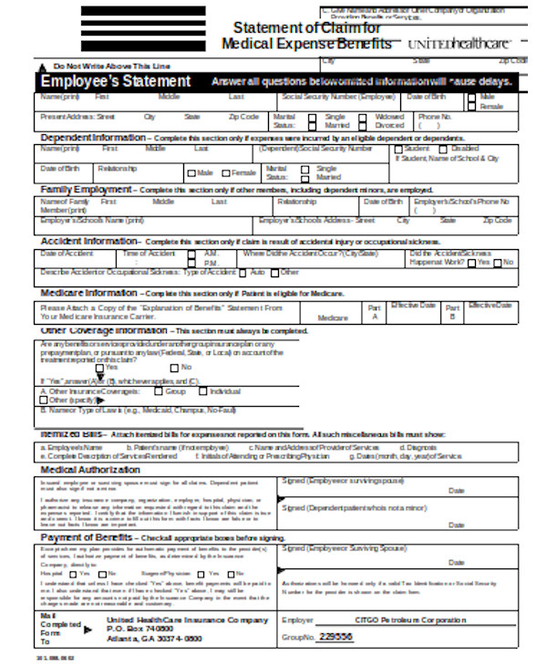 FREE 13+ Sample Health Care Claim Forms in PDF | Excel | MS Word