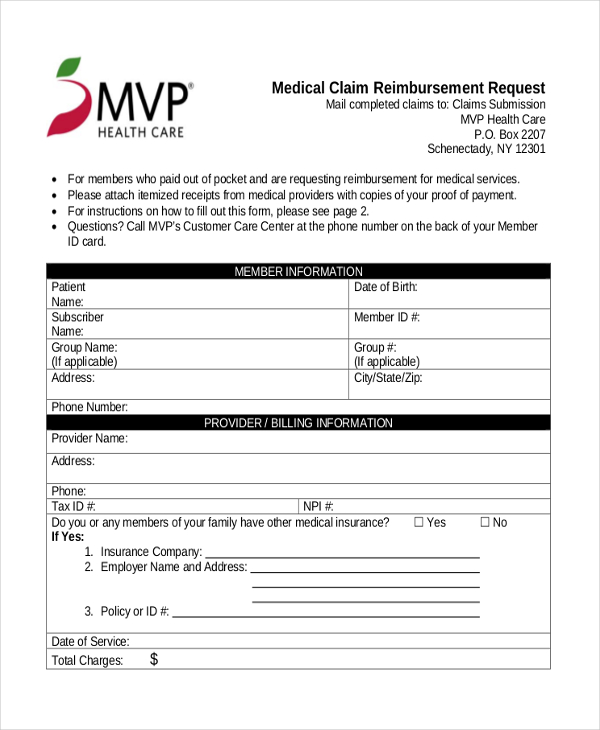 FREE 13+ Sample Health Care Claim Forms in PDF | Excel | MS Word