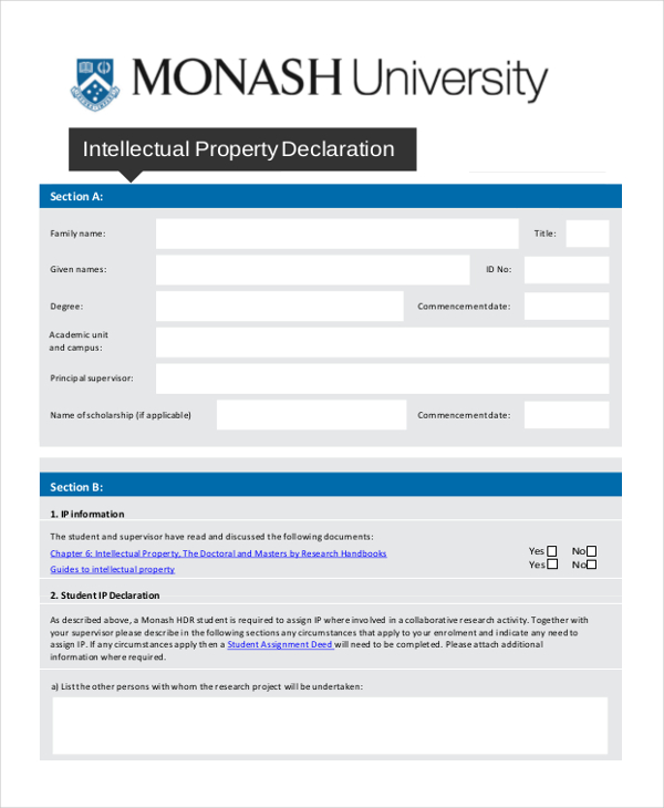 FREE 10+ Sample Intellectual Property Forms in PDF | MS Word