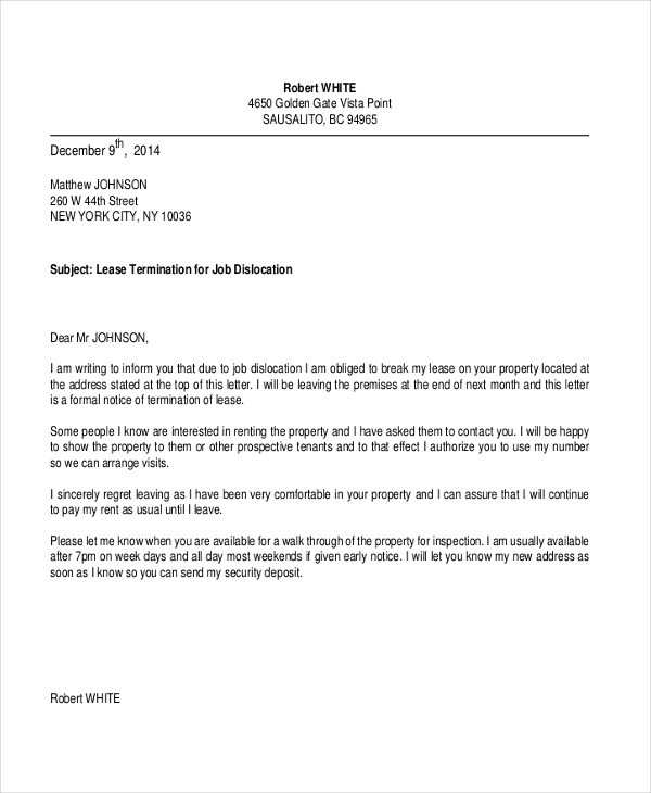 FREE 9 Sample Termination Letters In MS Word PDF