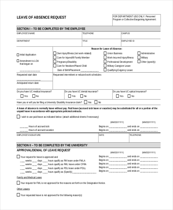 FREE 14+ Leave Request Form Samples, PDF, MS Word, Google Docs, Excel