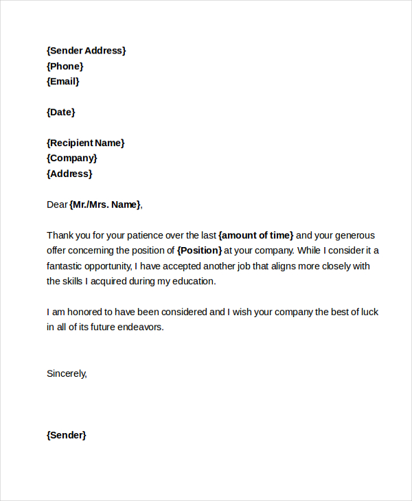 Job Offer Acknowledgement Letter Sample Professional Word Templates