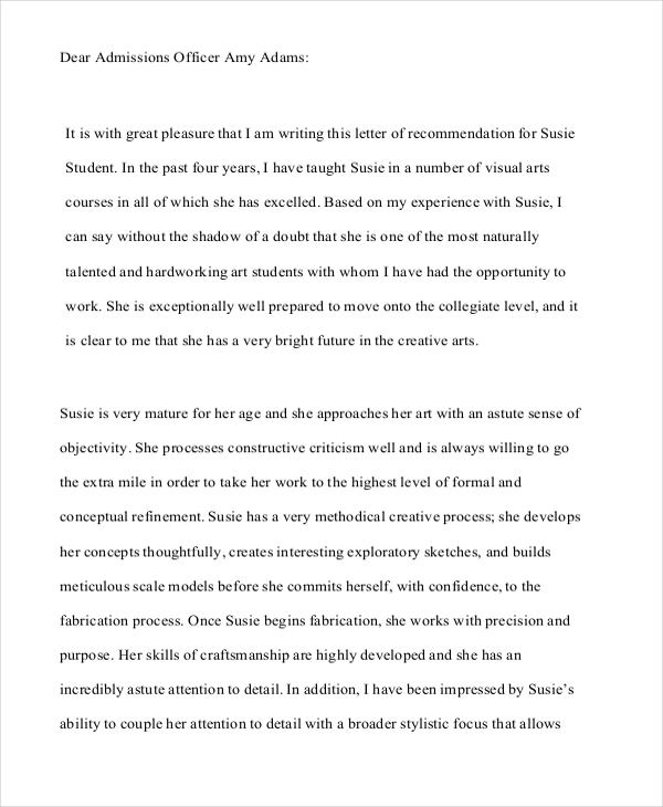 FREE 8 Sample College Recommendation Letters In PDF MS Word