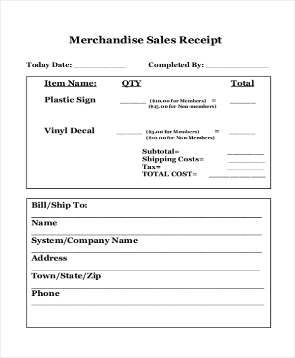 FREE 11+ Sample Sales Receipt Forms in PDF | MS Excel | Word