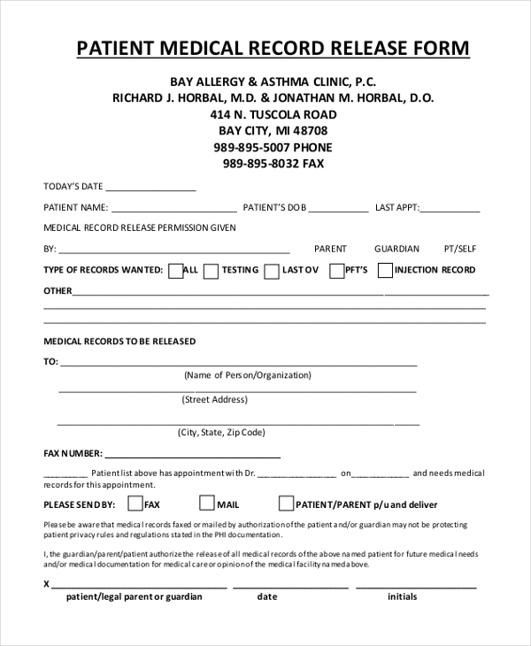 Medical Records Release Form Printable