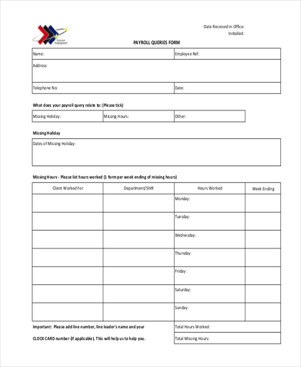 FREE 12 Sample Query Forms In PDF MS Word
