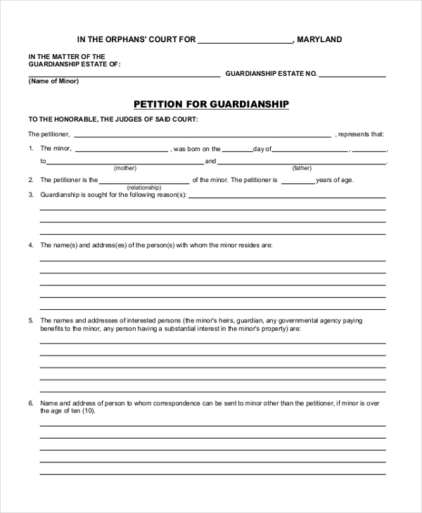 FREE 16+ Guardianship Form Samples, PDF, MS Word, Google Docs