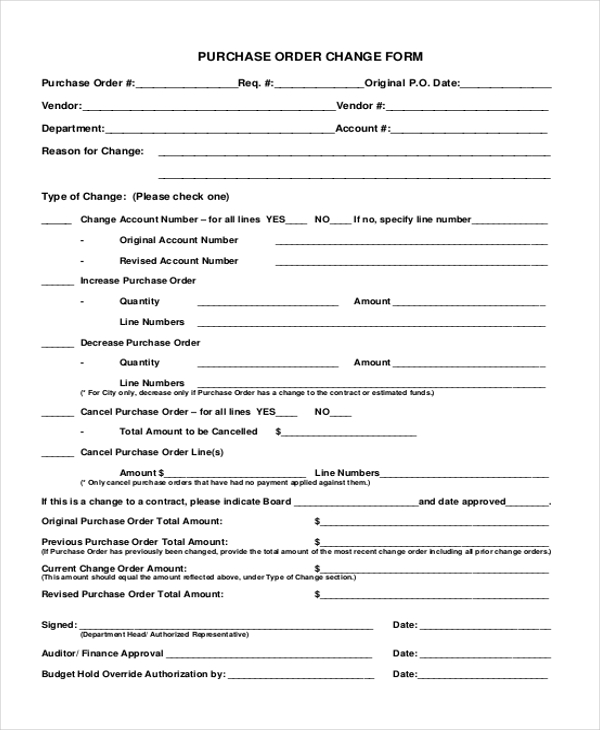 FREE 10+ Sample Change Order Forms in PDF | MS Word | Excel