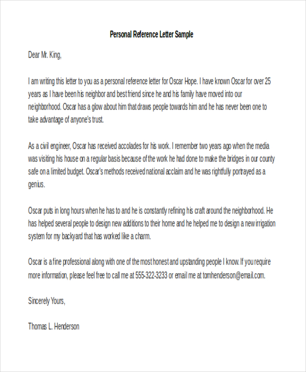 FREE 12+ Reference Letter Samples, PDF, MS Word, Google Docs