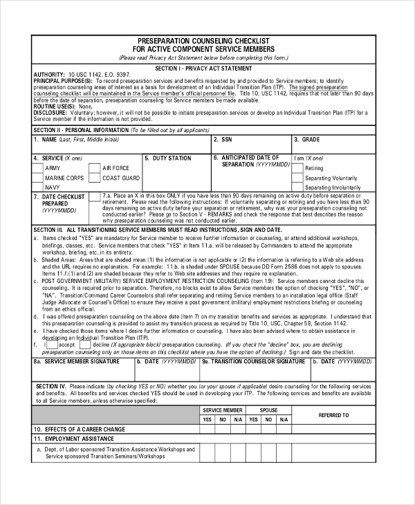 FREE 10+ Army Counseling Form Samples, PDF, MS Word, Google Docs