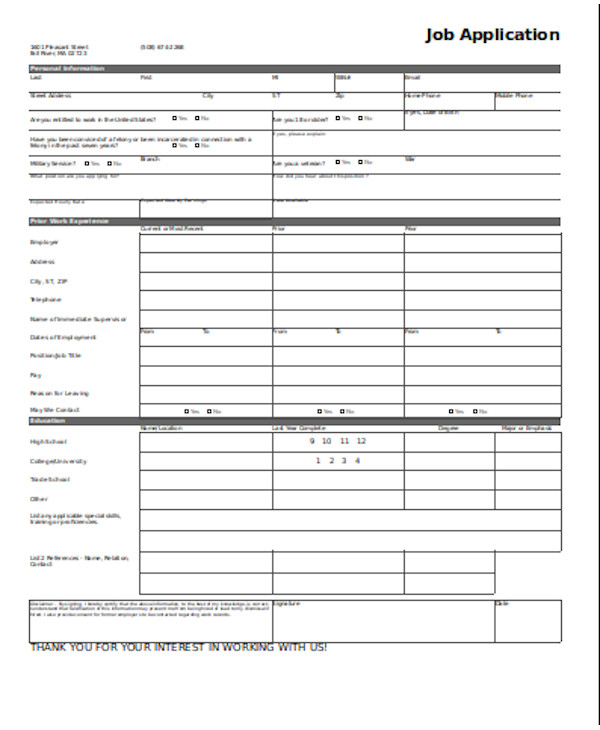 FREE 13+ Sample Employee Application Forms in PDF | Excel | MS Word
