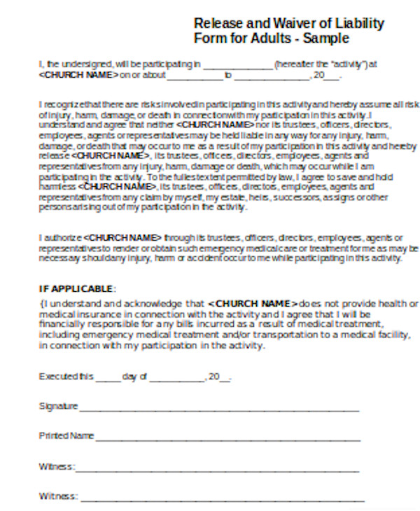 FREE 15+ Liability Waiver Form Samples, PDF, MS Word, Google Docs