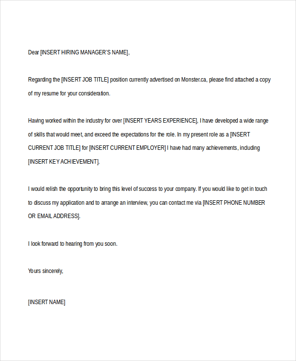 FREE 8+ Job Application Cover Letter Samples, PDF, Word, Google Docs