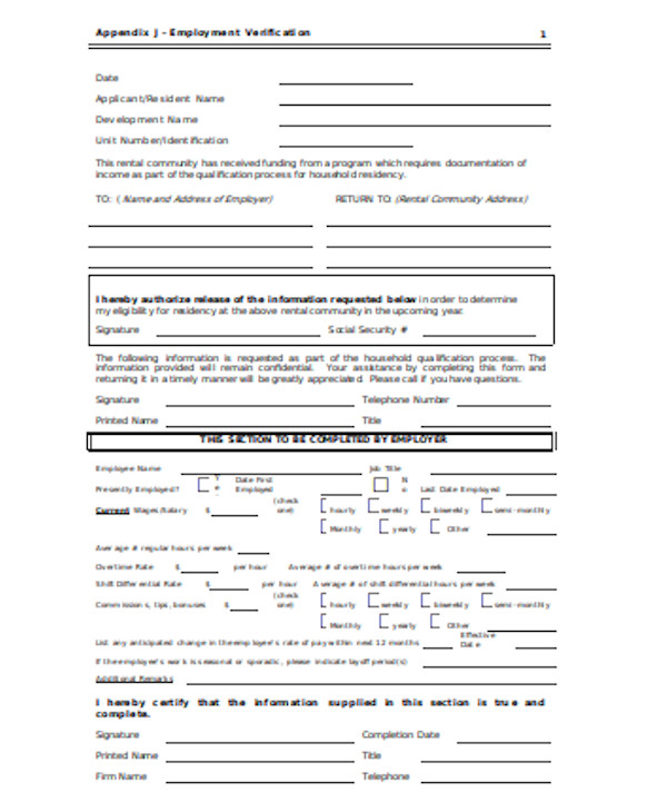 FREE 10+ Sample Job Verification Forms in PDF | MS Word | Excel