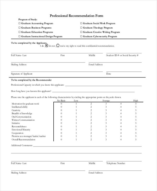 FREE 9+ Sample Letters of Recommendation Format in PDF | MS Word