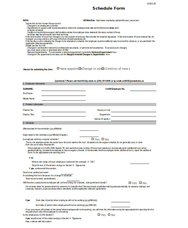 FREE 17+ Sample Schedule Forms in PDF | MS Word | Excel