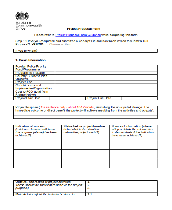 FREE 15+ Project Proposal Form Samples, PDF, MS Word, Google Docs, Excel