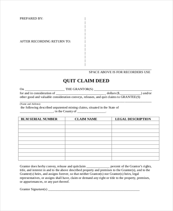 FREE 10+ Sample Quitclaim Deed Forms in PDF | MS Word
