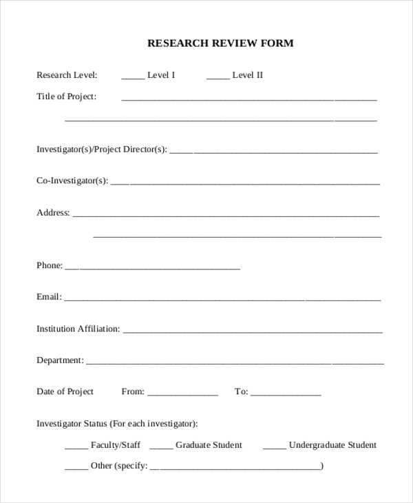 FREE 19+ Sample Review Forms in PDF | MS Word | Excel