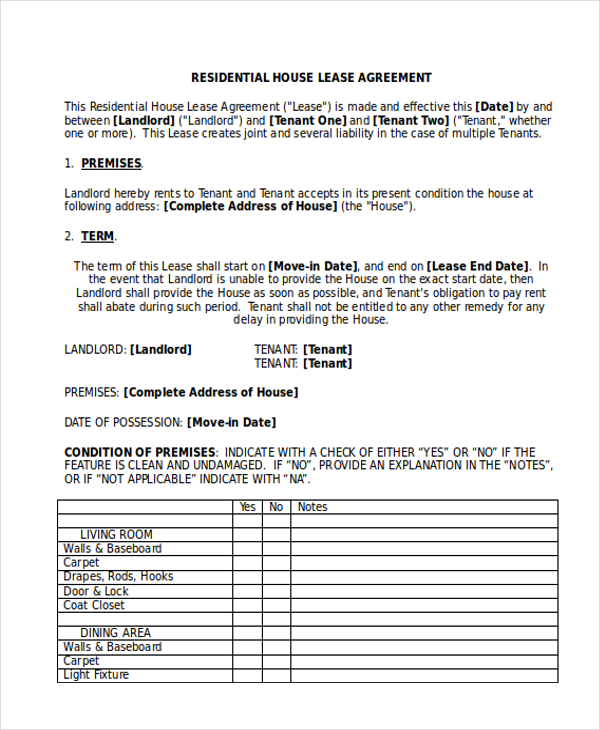 FREE 11+ Sample Residential Lease Forms in PDF | MS Word