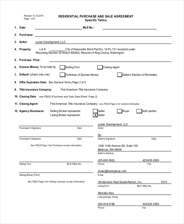 FREE 14+ Purchase and Sale Agreement Form Samples, PDF, MS Word, Google ...