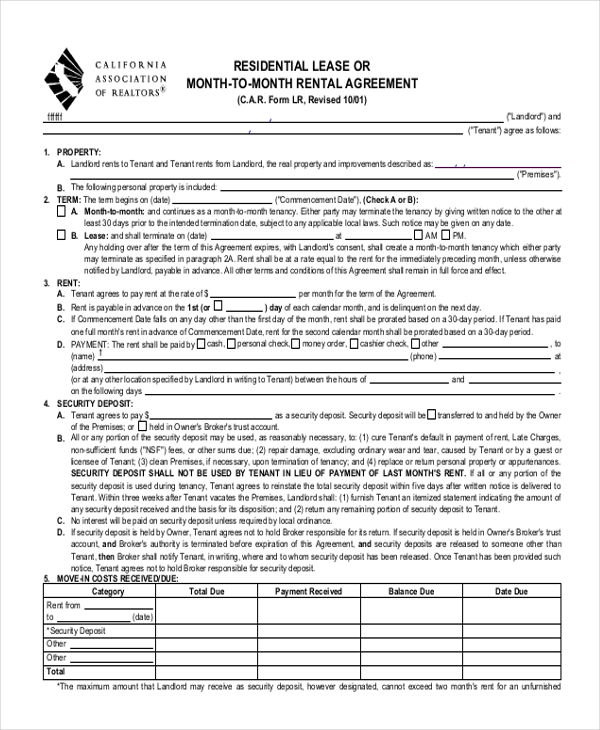 FREE 11+ Sample Rental Lease Forms in PDF | MS Word | Excel