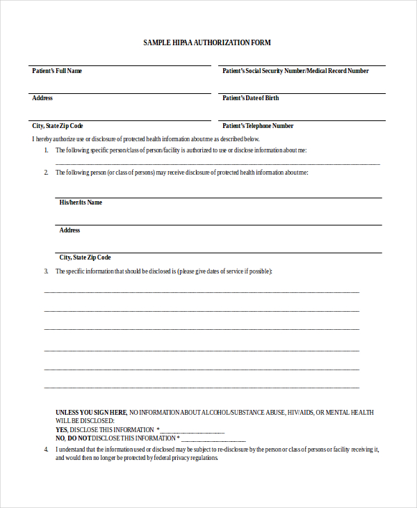 FREE 11+ Sample HIPAA Forms in PDF | MS Word