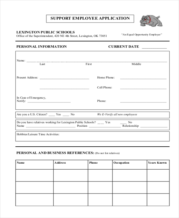 FREE 13+ Sample Employee Application Forms in PDF | Excel | MS Word