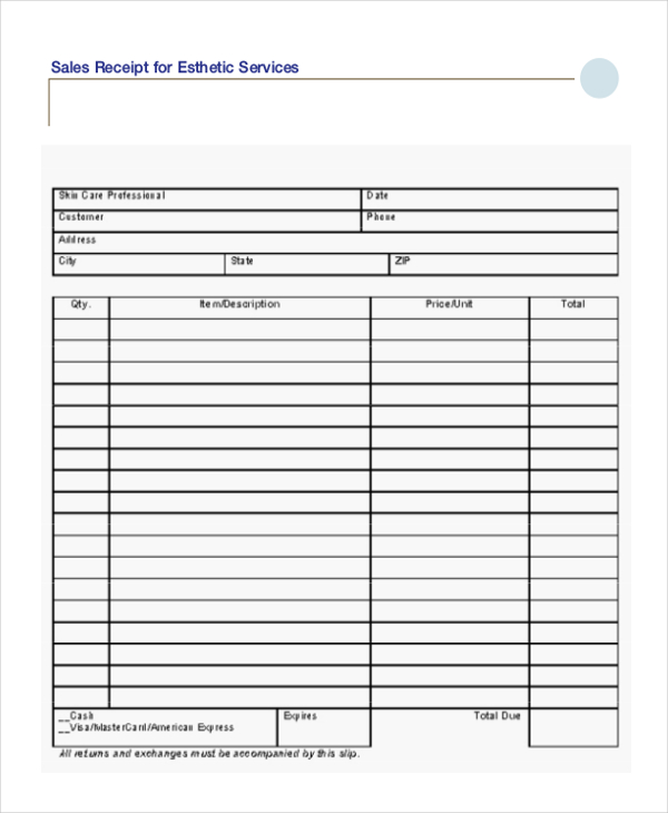 FREE 11+ Sample Sales Receipt Forms in PDF | MS Excel | Word