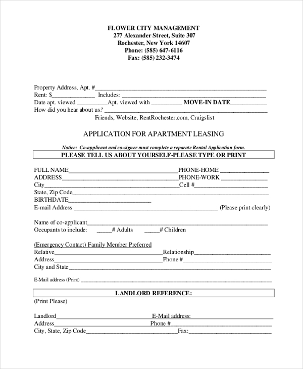 FREE 10+ Sample Apartment Application Forms in PDF | MS Word
