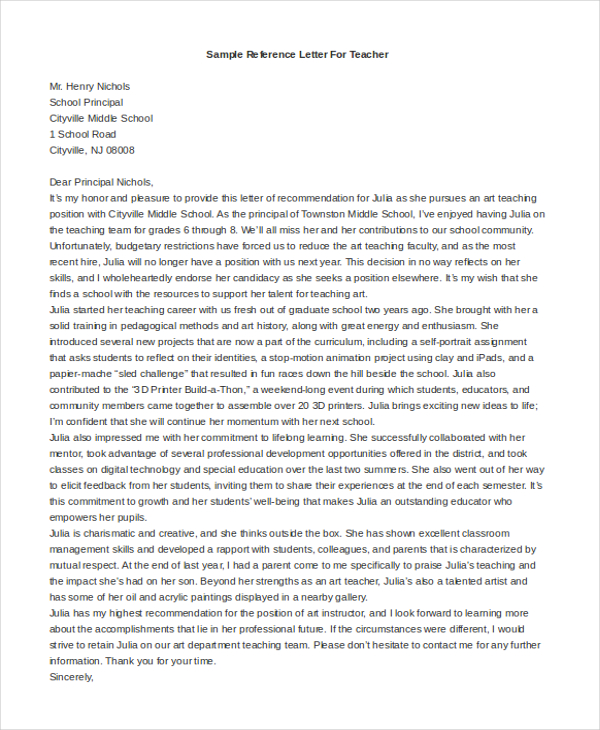 FREE 12+ Reference Letter Samples, PDF, MS Word, Google Docs