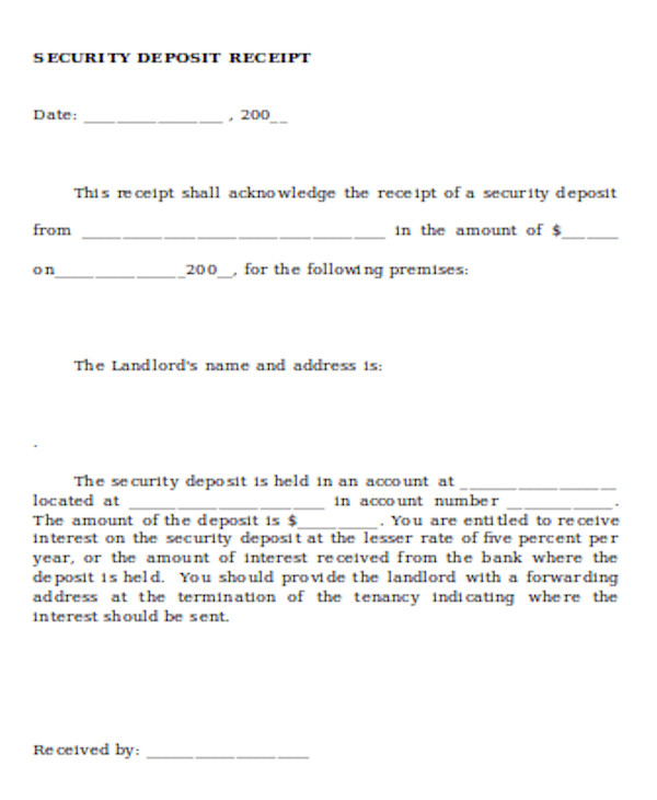 FREE 13+ Deposit Receipt Form Samples, PDF, MS Word, Google Docs, Excel