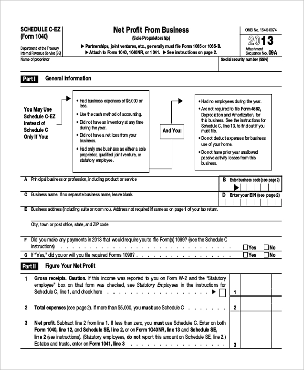FREE 9+ Sample Schedule C Forms in PDF | MS Word