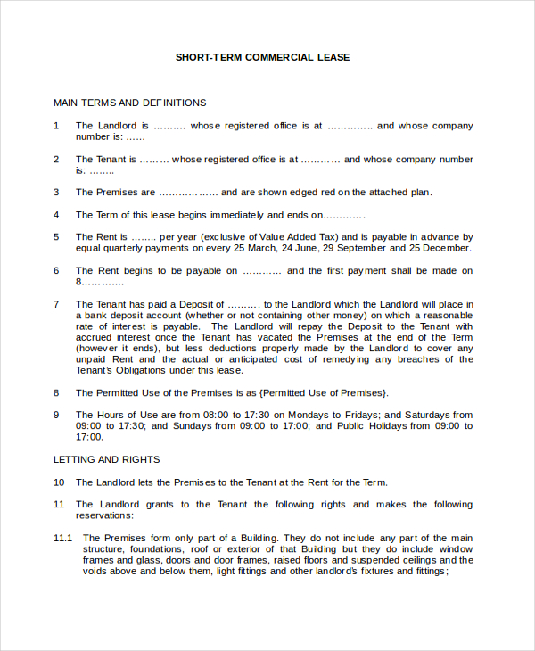 FREE 8+ Sample Commercial Lease Forms in PDF | MS Word