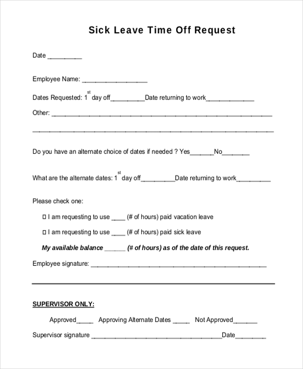 FREE 13+ Sample Time Off Request Forms in PDF | MS Word | Excel