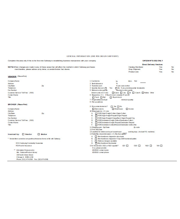 Simple Safeway Application Form