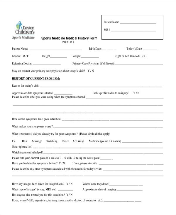 FREE 12+ Sample Medical History Forms in PDF | MS Word | Excel