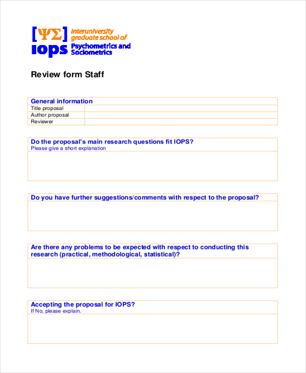 FREE 19+ Sample Review Forms in PDF | MS Word | Excel