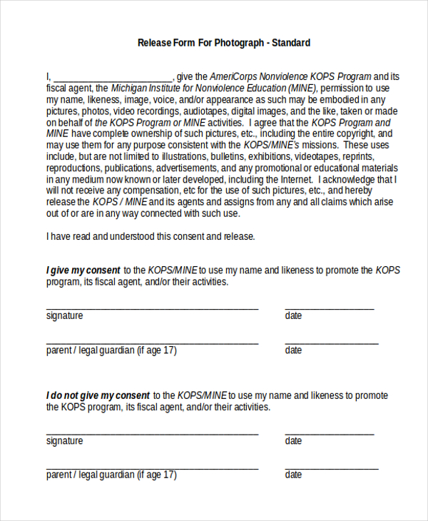 FREE 9+ Sample Photography Release Forms in PDF | MS Word
