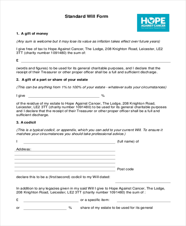 FREE 11+ Sample Will Forms in PDF | MS Word