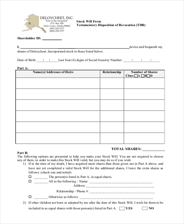 FREE 13+ Will Form Samples, PDF, MS Word, Google Docs