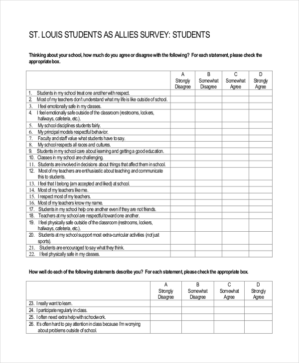 FREE 19+ Survey Form Samples, PDF, MS Word, Google Docs, Excel