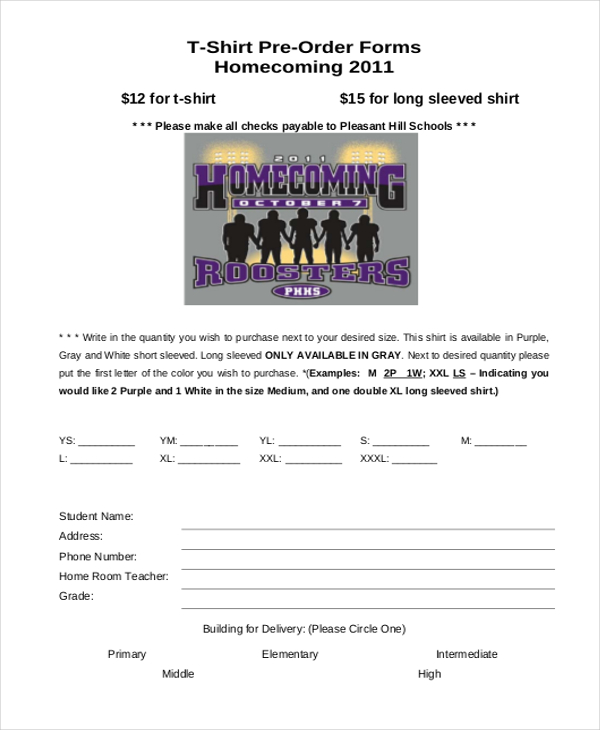 FREE 18+ T-Shirt Order Form Samples, PDF, MS Word, Google Docs, Excel ...
