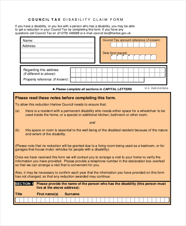 FREE 11+ Sample Disability Forms in PDF | MS Word